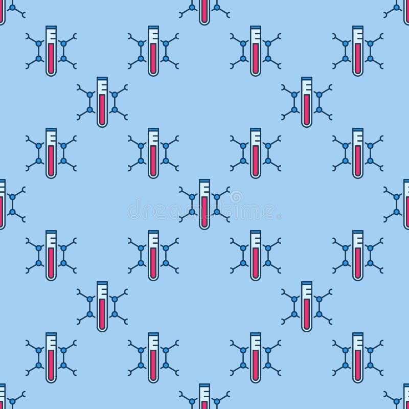 Chemical Compound and Test-Tube Vector Science Colored Seamless Pattern ...