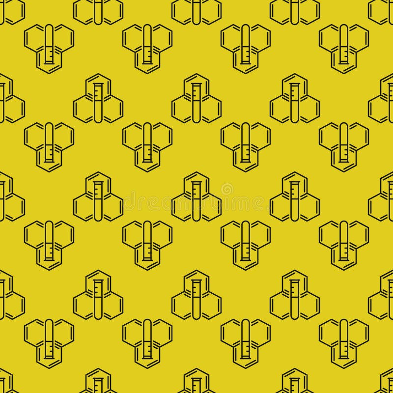 Chemical Compound with Test Tube Vector Science Yellow Seamless Pattern ...