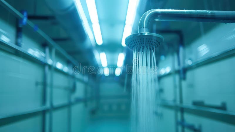 Chemical Decontamination Shower in Corporate Lab Stock Illustration ...