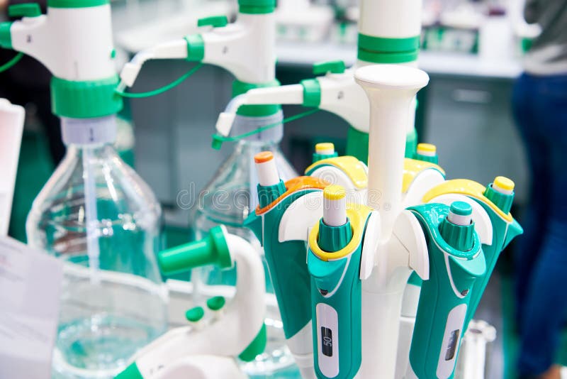 Chemical Dispensers on Carousel Stand Stock Photo - Image of chemistry ...