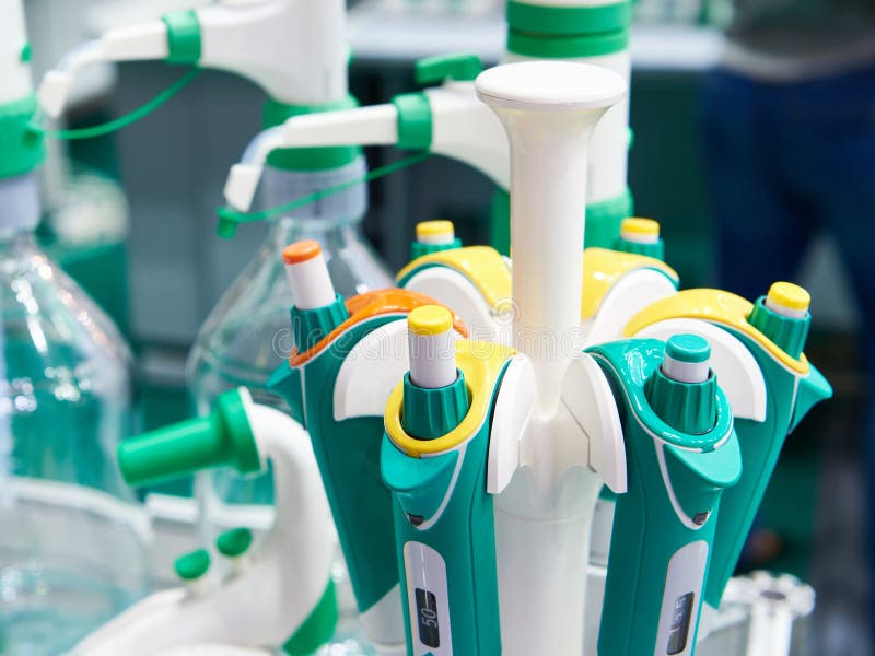 Chemical Dispensers On Carousel Stand Stock Photo - Image of biotech ...