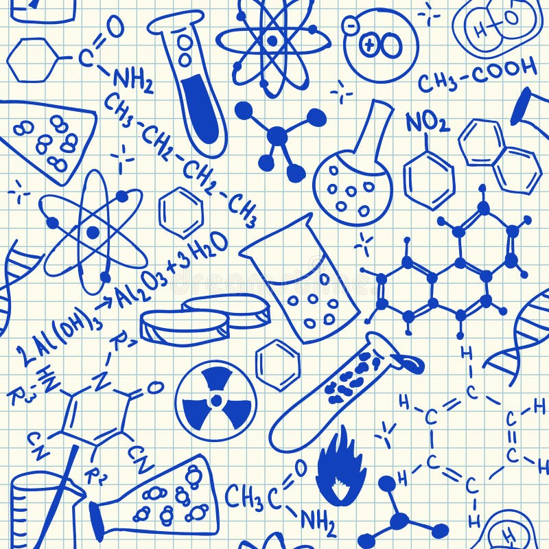 Chemical Doodles Seamless Pattern Stock Vector - Illustration of design ...