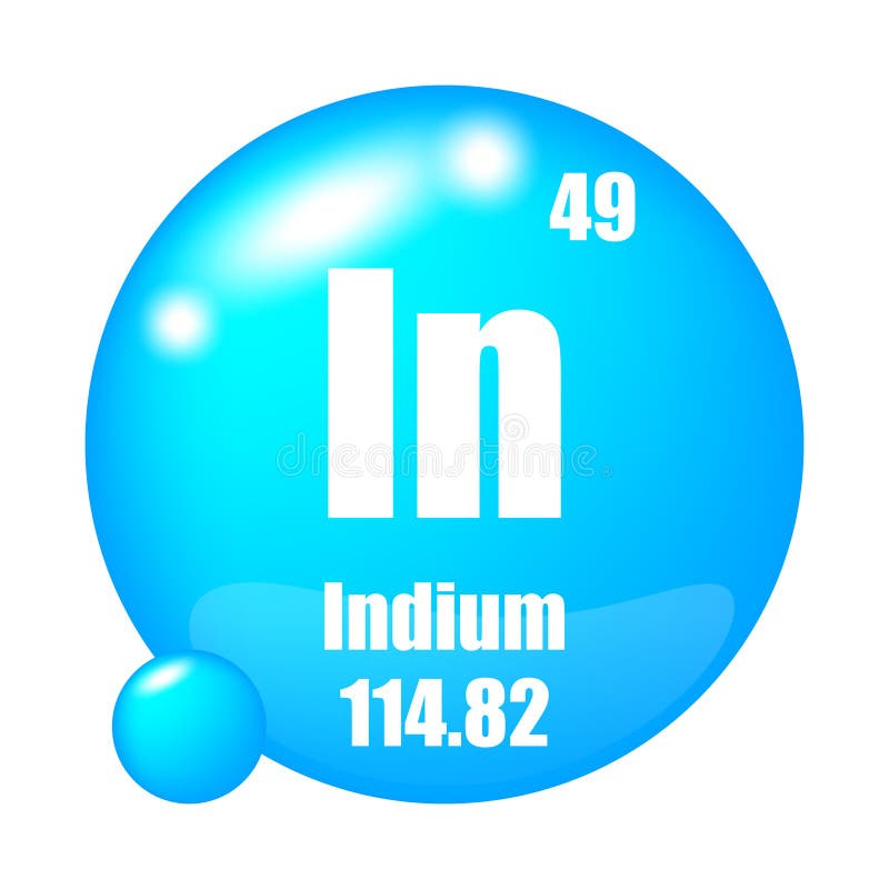 In Chemical Element. Atomic Number 49. Mass 114.82. Blue Sphere Image ...
