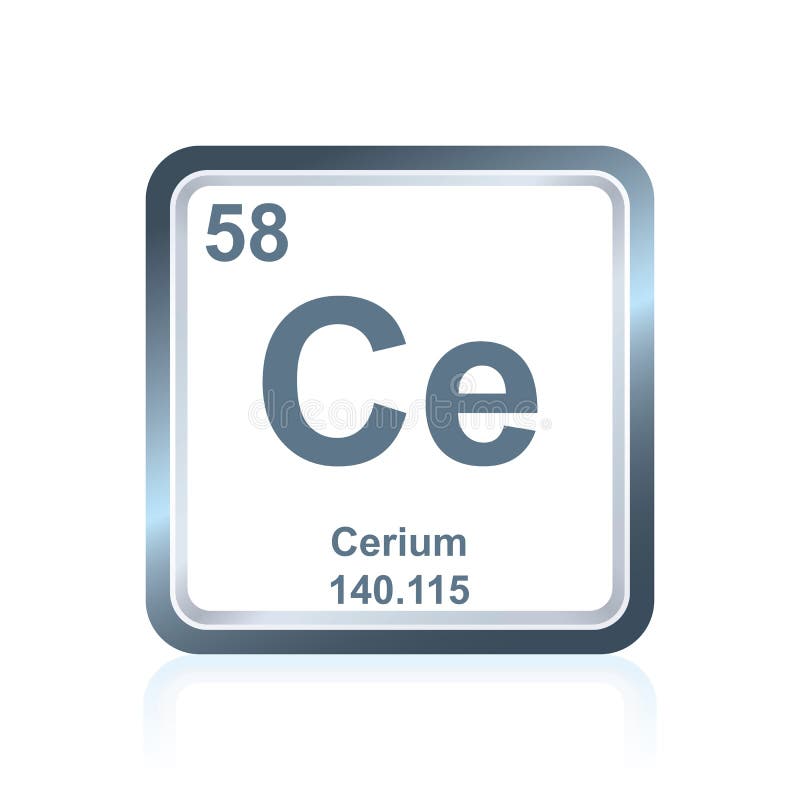 Cerium Symbol In Square Shape With Metallic Edge In Front Of A ...