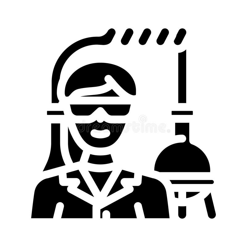 Chemical Engineer Chalk White Icon on Black Background Stock Vector ...