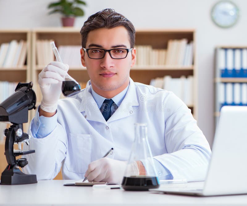 Chemical Engineer Working on Oil Samples in Lab Stock Photo - Image of ...