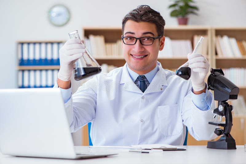 The Chemical Engineer Working on Oil Samples in Lab Stock Image - Image ...