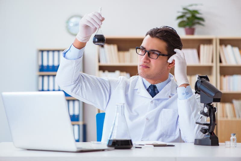 The Chemical Engineer Working on Oil Samples in Lab Stock Image - Image ...