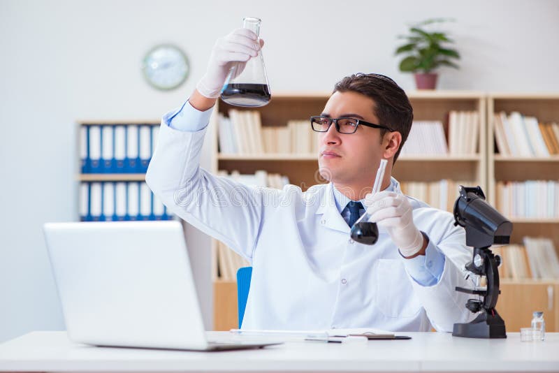 The Chemical Engineer Working on Oil Samples in Lab Stock Image - Image ...