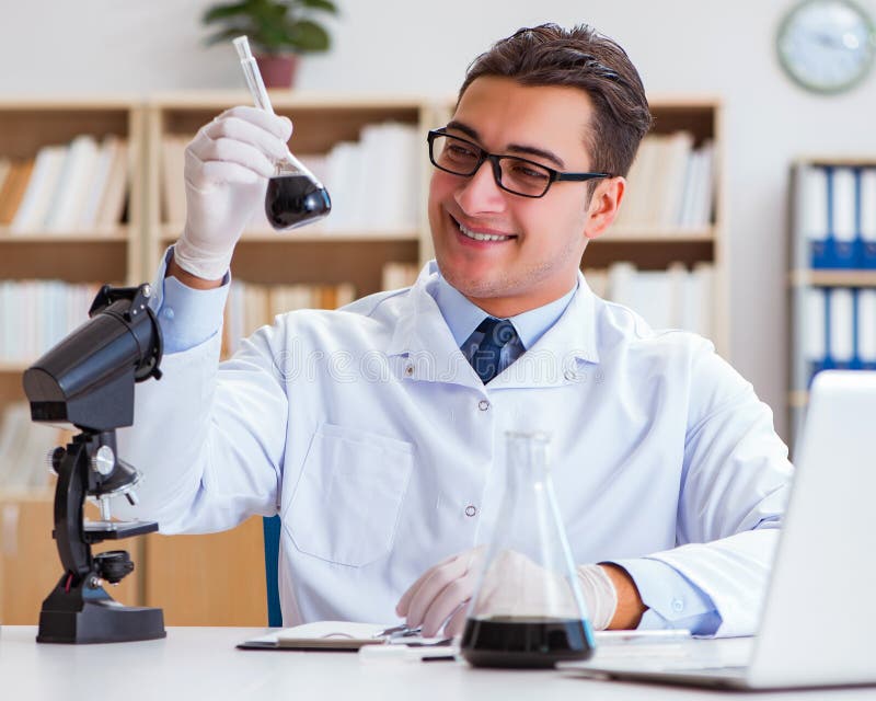 Chemical Engineer Working on Oil Samples in Lab Stock Image - Image of ...