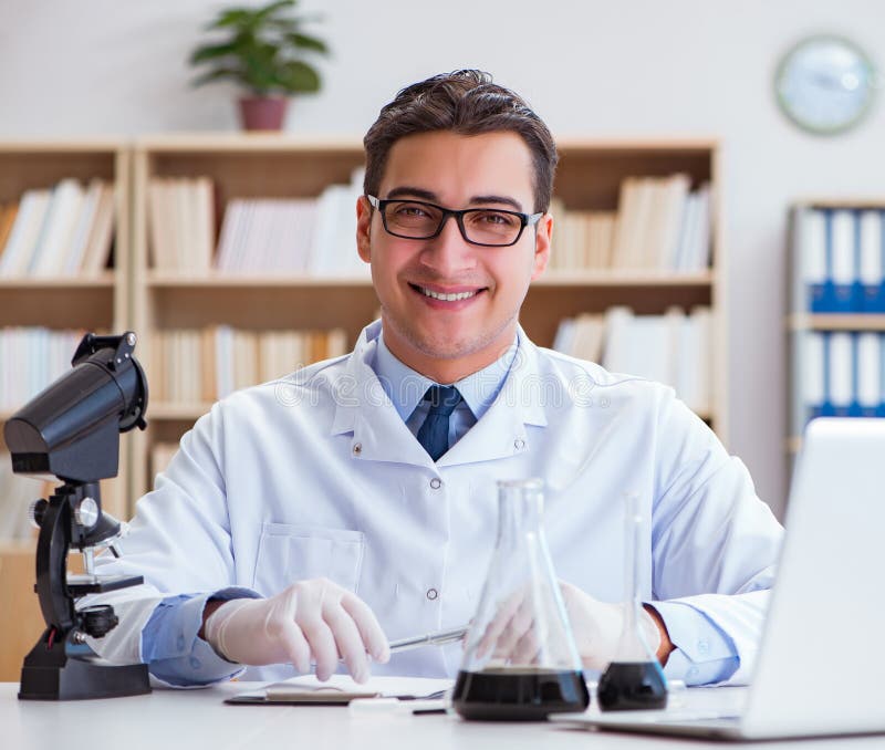 Chemical Engineer Working on Oil Samples in Lab Stock Image - Image of ...
