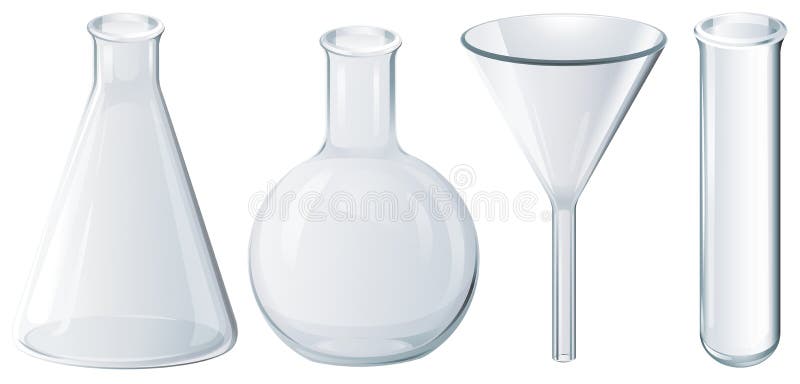 Laboratory Glassware Vector Illustration. Labeled Science Equipment Set ...