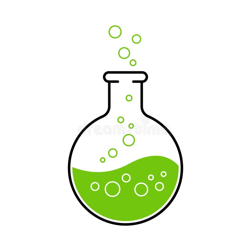 Chemical Experiment Icon with Bubbling Green Potion in Flask Stock ...