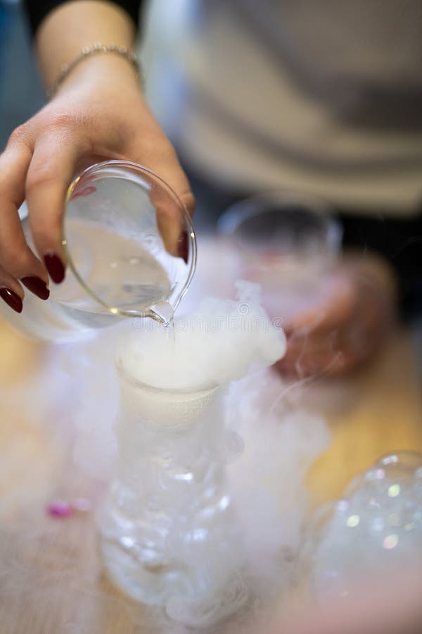 Chemical Experiments with Dry Ice that Makes Artificial Smoke Stock ...