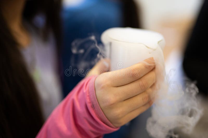 Chemical Experiments with Dry Ice that Makes Artificial Smoke Stock ...