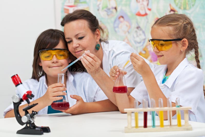 Chemical Experiments in Elementary School Stock Photo - Image of ...