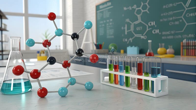 Chemical Experiments Taking Place in a Bright and Modern Laboratory ...