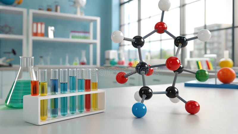 Chemical Experiments Taking Place in a Bright and Modern Laboratory ...