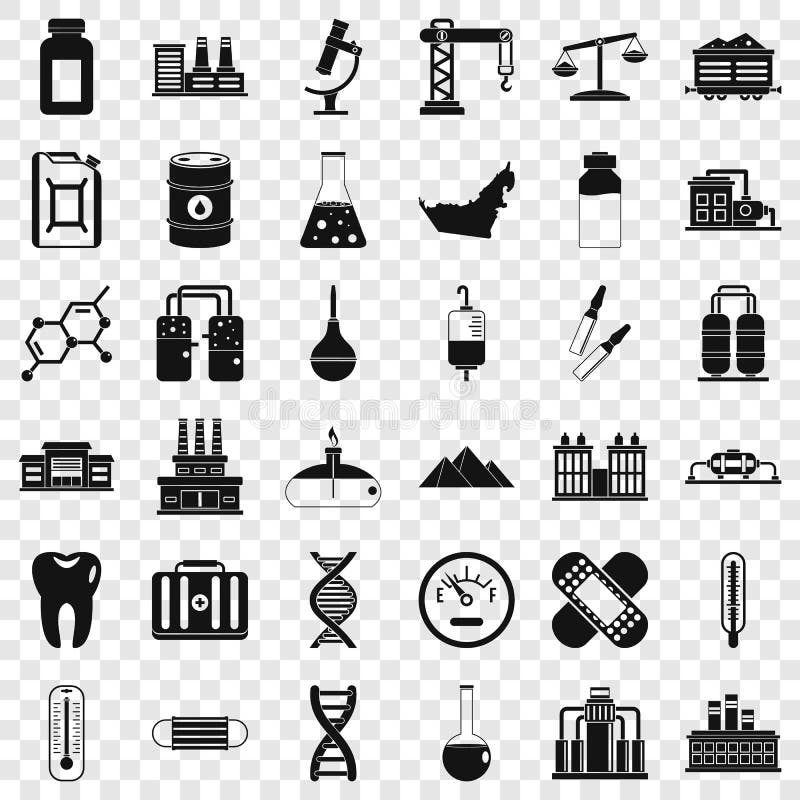 Chemical Factory Icons Set, Simple Style Stock Vector - Illustration of ...