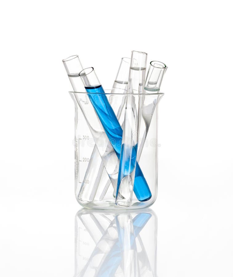 Chemical Flask with a Blue Glass Test Tubes Inside Stock Image - Image ...
