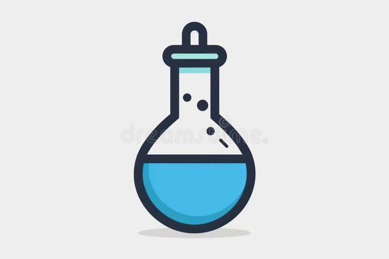 Chemical Flask with Blue Liquid Science Experiment Icon for Education ...