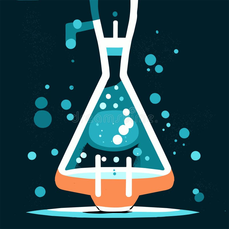 Chemical Flask with a Drop of Water. Vector Flat Illustration Stock ...