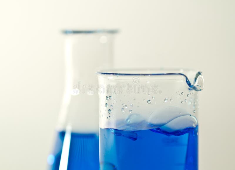 Chemical Flasks with Blue Liquid Stock Image - Image of science ...