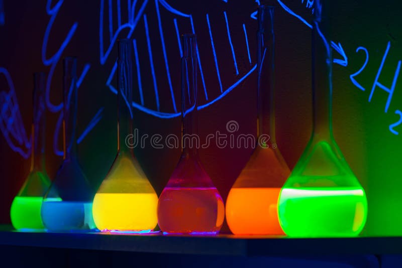 Fluorescent Chemical in a Bottle Stock Photo - Image of substance ...