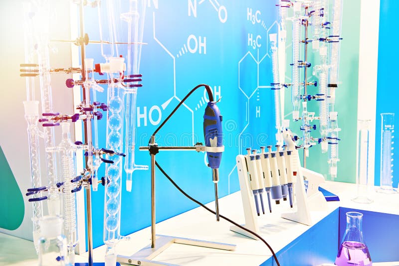 Chemical Flasks and Equipment Lab Stock Photo - Image of technology ...