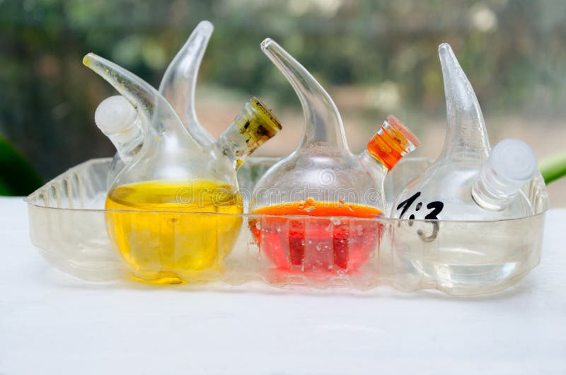Chemical Flasks Filled with the Chemical Liquid Stock Image - Image of ...