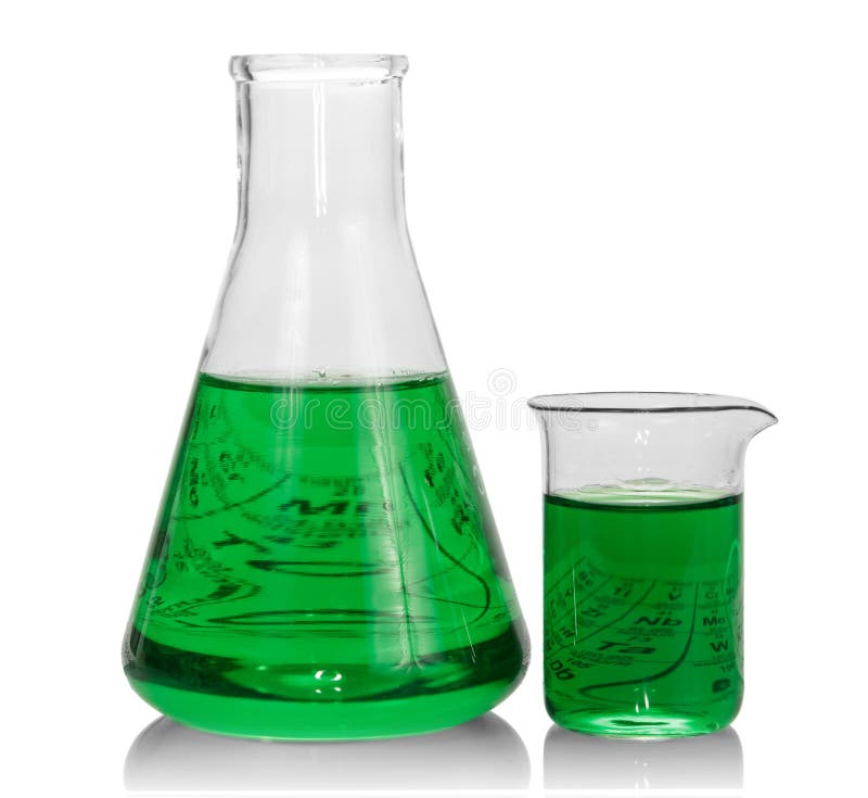 Set of Chemical Flasks and Test Tubes Stock Photo - Image of liquid ...