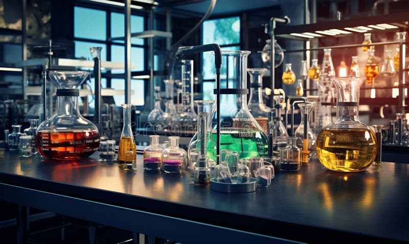 Chemical Fluids in the Laboratory, Ai Generative Stock Illustration ...