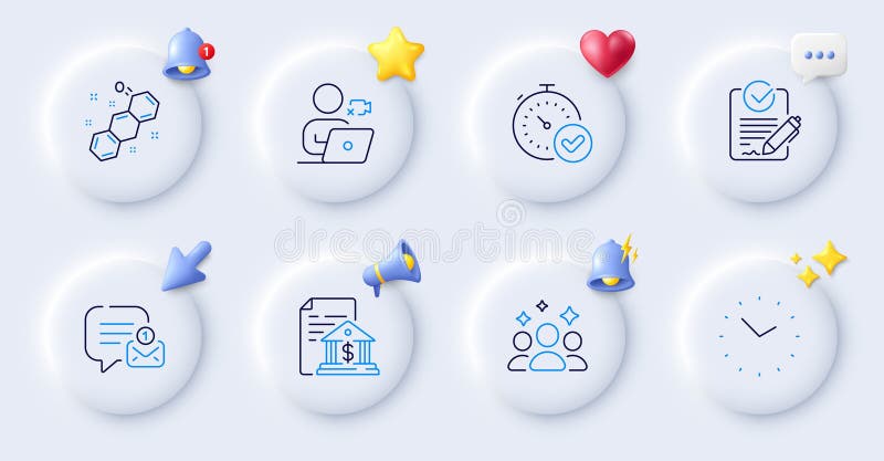 Chemical Formula, Bank Document and Fast Verification Line Icons. for ...