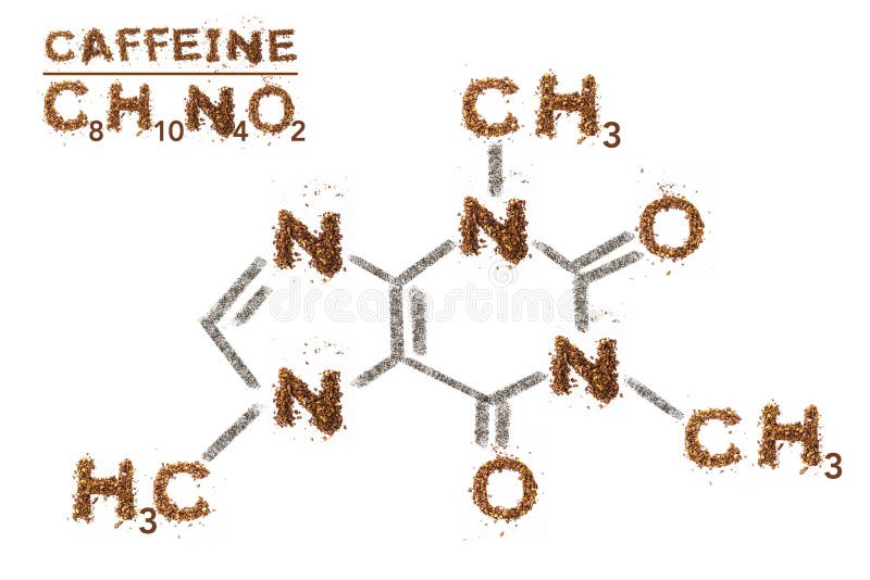 Chemical Formula of Caffeine. Mixed Media Artwork by Coffee Grain ...