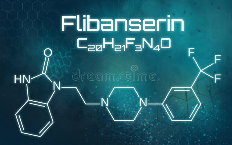 Chemical Formula of Flibanserin on a Futuristic Background Stock ...
