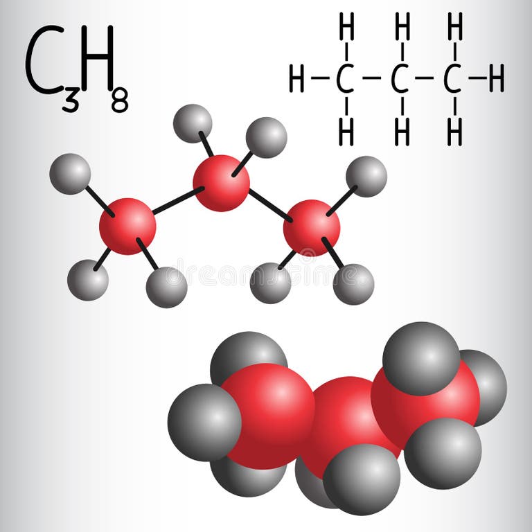 Chemical Formula and Molecule Model of Propane C3H8 Stock Vector ...