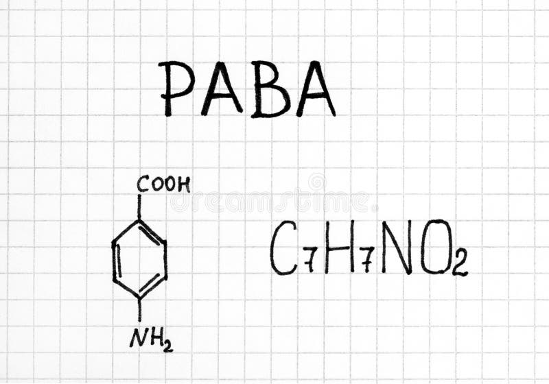 Chemical formula of PABA. stock photo. Image of aminobenzoic - 122844238