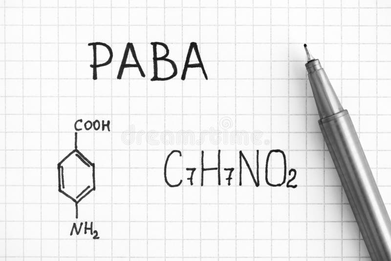 Chemical Formula of PABA with Pen. Stock Photo - Image of structure ...