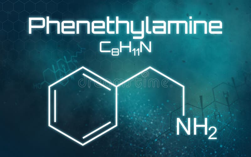 Chemical Formula of Phenethylamine on a Futuristic Background Stock ...