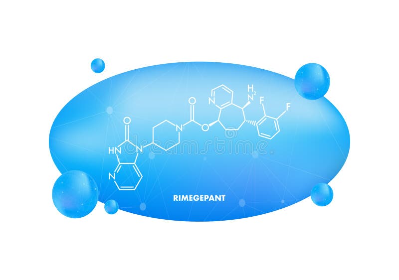 Rimegepant Molecular Structure with Blue Gradient Background Stock ...