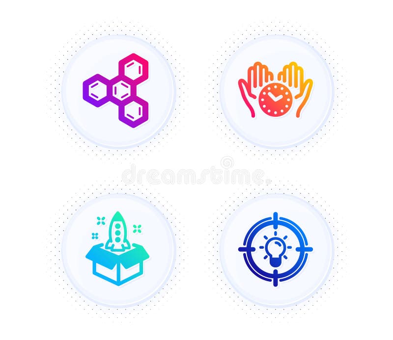 Chemical Formula, Startup and Safe Time Icons Set. Idea Sign. Chemistry ...