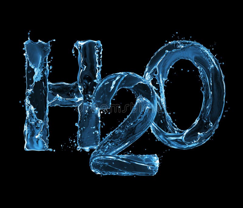 Chemical Formula of Water H2O Made of Water Splashes on Black ...