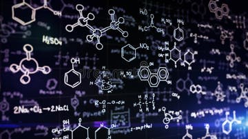 Chemical formulas on blue stock illustration. Illustration of drawing ...