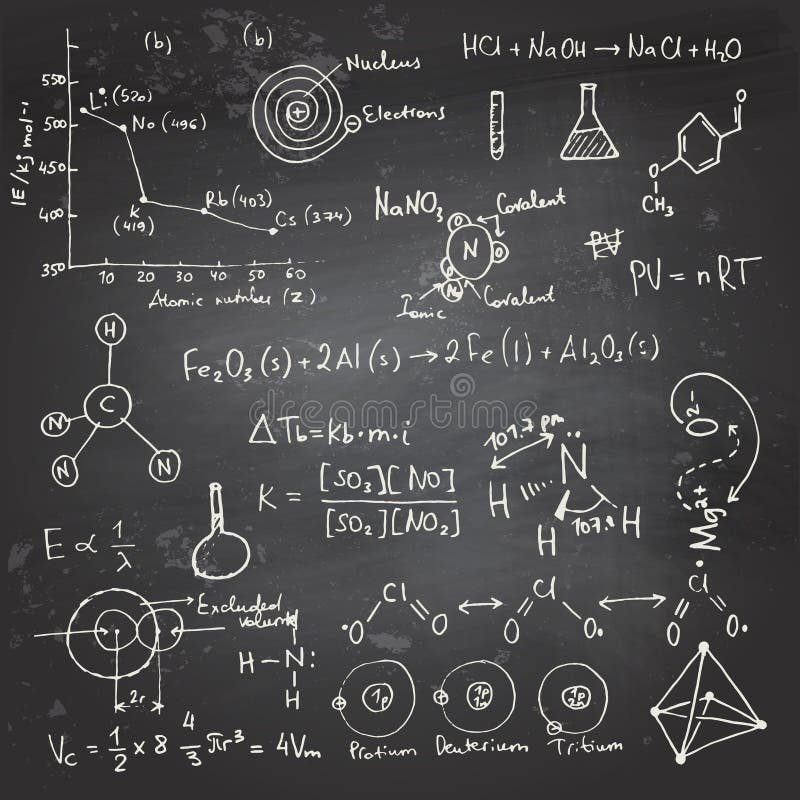 Chemical Formulas and Drawings on a Chalkboard Stock Vector ...