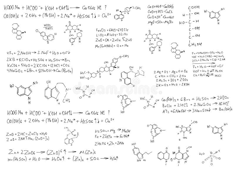 Chemical Formulas and Elements.scientific Background on White. Hand ...
