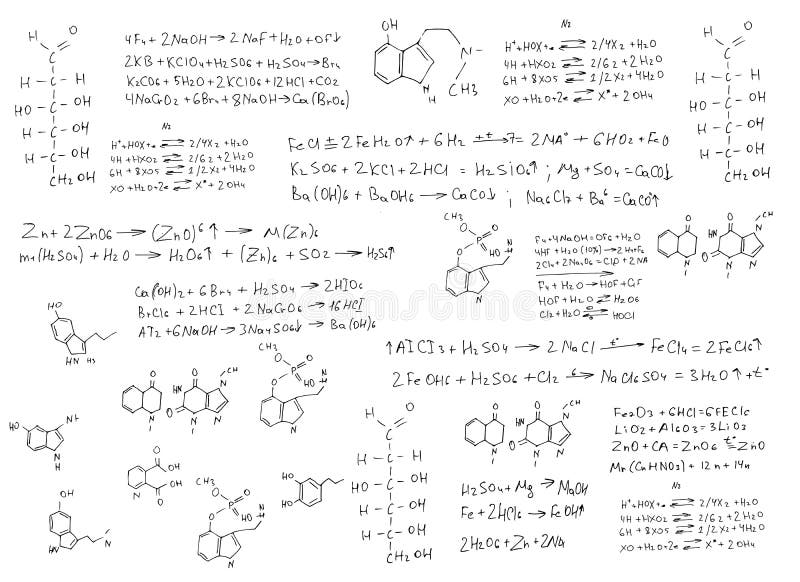 Chemical Formulas and Elements.scientific Background on White. Hand ...