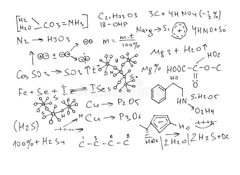 Chemical Formulas and Expressions. Vector Scientific Background ...