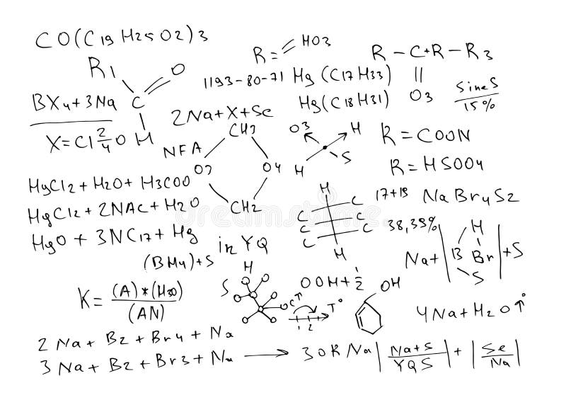 Chemical Formulas and Expressions. Vector Scientific Background ...