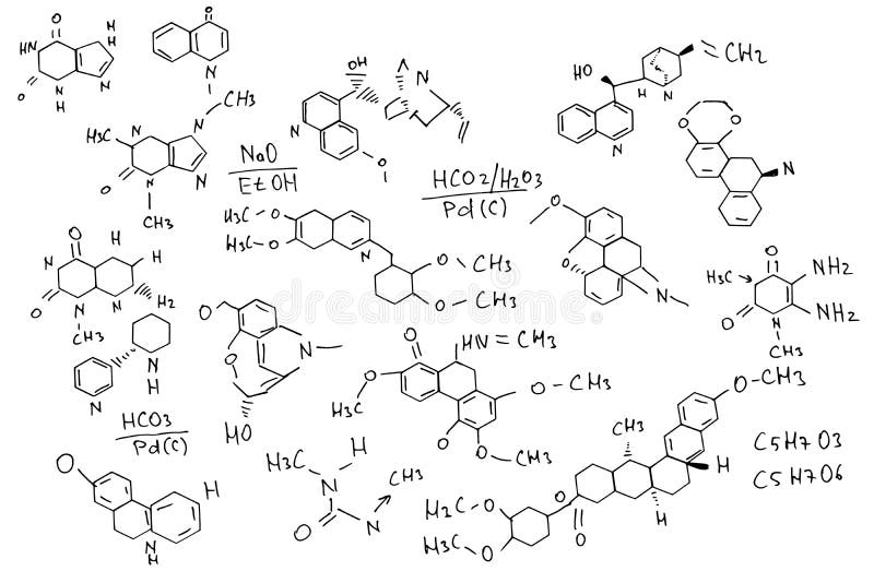 Chemical Formulas and Expressions. Vector Scientific Background ...