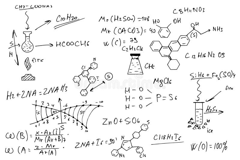 Chemical Formulas. Hand-drawn on a White Background Stock Vector ...